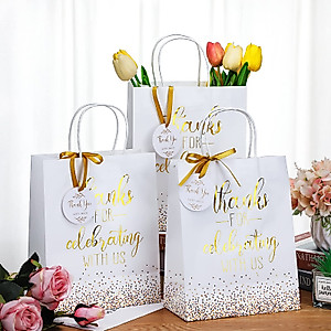 Queekay 36 Pcs Wedding Gift Bags Large Wedding Welcome Bags with 36 Gift Tags Party Favor Bags Bridal Gift Bags Burlap Bags with Handles for Guests Wedding Birthday Baby Shower Party Favors(Classic)