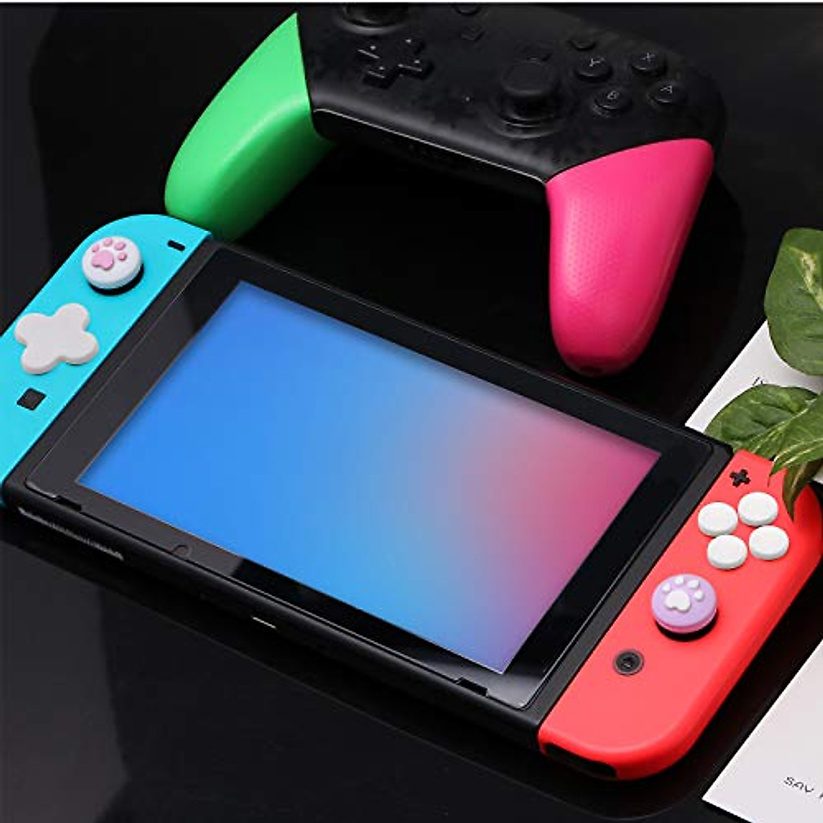 OLYGIVE D-Pad Button Cap Set for Nintendo Switch Joy-con, Switch Thumb Grip Caps, Nintendo Switch Purple Accessories