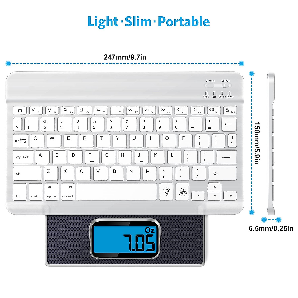 OMOTON Bluetooth Keyboard, Wireless Rechargeable Keyboard for iPad, iPad Pro, iPad Mini, iPad Air with Illuminated LED (White)