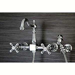 Kingston Brass KS1261AXBS Heritage Bridge Kitchen Faucet, Polished Chrome, 8 x 6.56 x 2.25