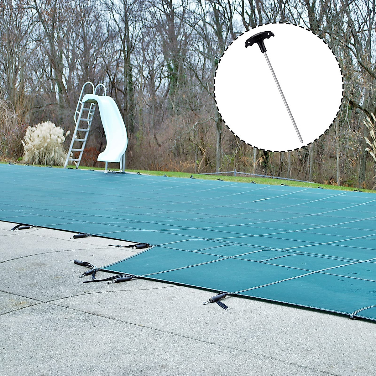 Honoson 2 Pieces T Handle Hex Key for Safety Iron Hex Key for Swimming Pool Cover Deck, 13 Inches, Black