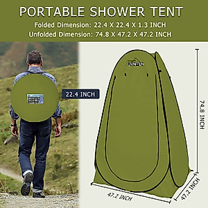 LUVNFUN Privacy Shower Tent – Pop Up Changing Tent Camping Shower Toilet Tent Portable Shelters Room 6.2 FT Tall - Color Pink