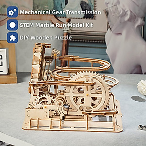 Rowood 3D Puzzles for Adults, Wooden Marblr Run Model Kit, DIY Building Kits for Adults to Build, Craft for Teens, Gift for Adults & Teen Boys Girls, Age 14+, Waterwheel Coaster