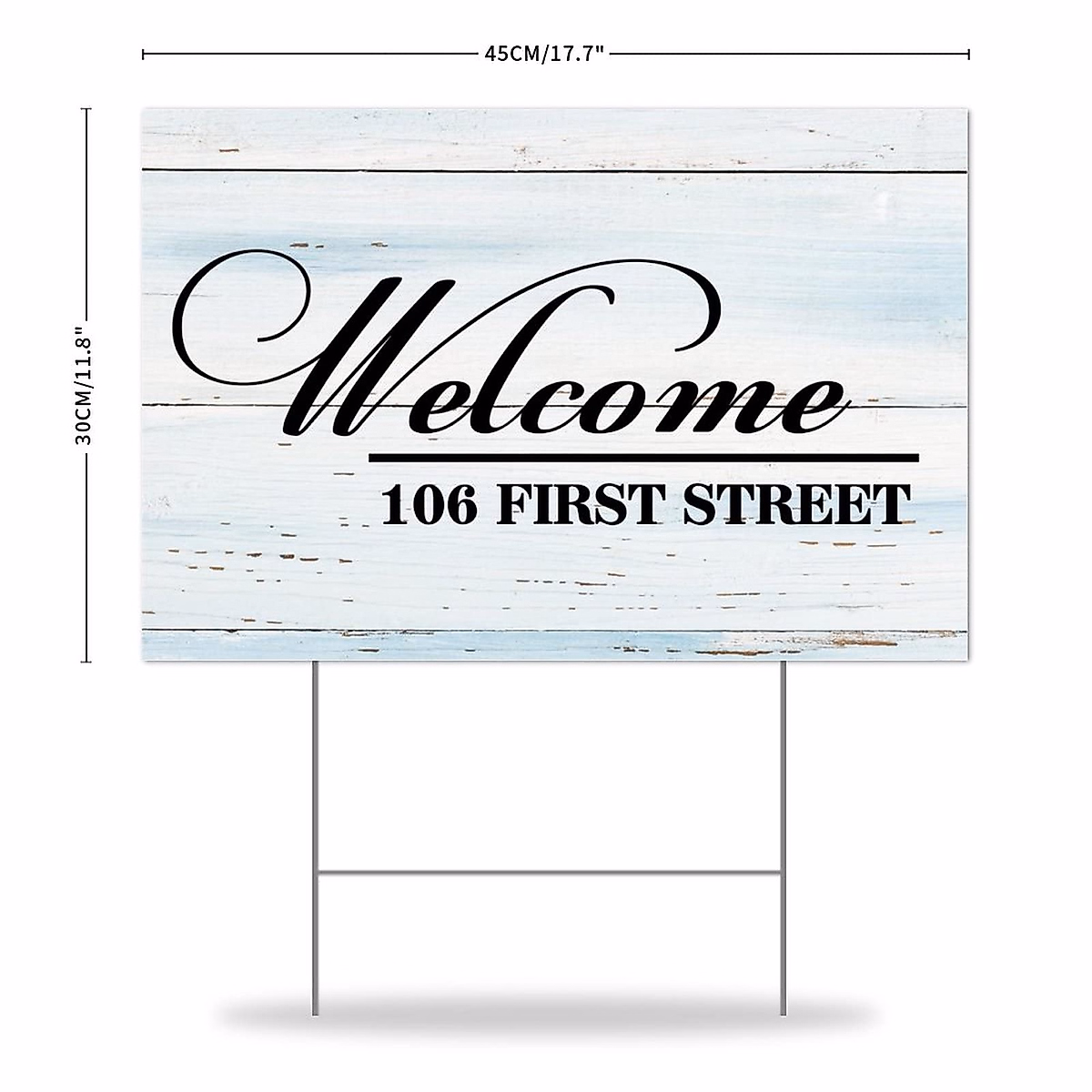 Signs Board Personalized Welcome 106 First Street Yard Signs with Stakes House Warming Gift Encouraging for Garage Sales Rent Open House Construction 12"x18"