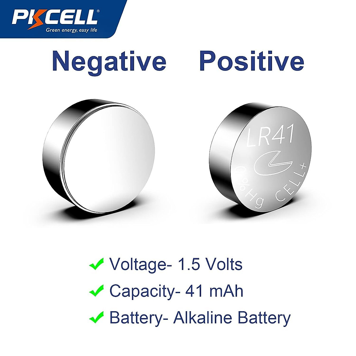 PKCELL AG3 1.5V Battery LR41 392 384 192 Button Alkaline Cell for Digital Thermometer- 5Count