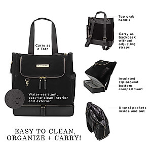 Petunia Pickle Bottom Pivot Backpack | Multiple Carrying Options (Backpack or Tote) | Insulated Pockets to Keep You Organized | Modern Silhouette with a Roomy Interior | Twilight Black