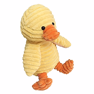 Doindute Corduroy Duck Plush Stuffed Animal, Cute Furry Yellow Duck Toy, Soft Cuddly Plushie Hugger Toy for Boys Girls, Gifts for Kids or Girlfriend, 9 Inches