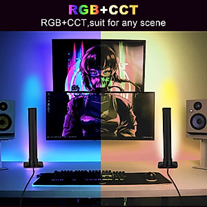 iodoo Smart LED Light Bars Desk RGB Gaming Accessories for Room , Smart Home Gaming Lights, RGBICWW APP and Remote Control TV Backlights with Scene Modes and Music Modes for Gaming, (10in)