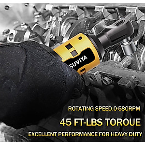 3/8" Cordless Ratchet Wrench Compatible with Dewalt 20V MAX Battery, 45Ft-Lbs Power Ratchet Wrench with 1/4" Adapter, Power Electric Ratchet drive with variable speed (Tool Only)