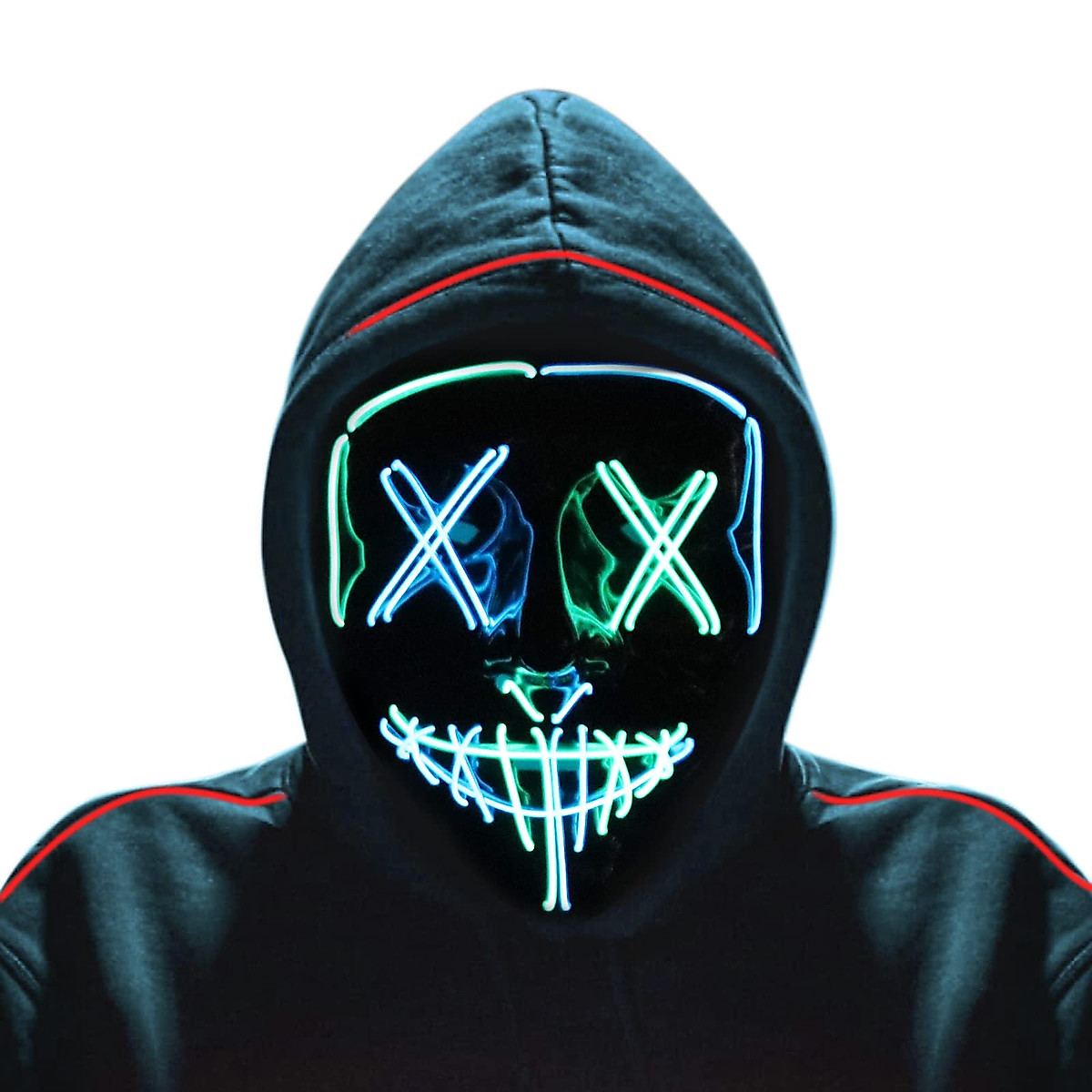 AnNido Halloween Mask LED Light Up Mask Halloween Scary Cosplay Mask for Festival Parties Costume