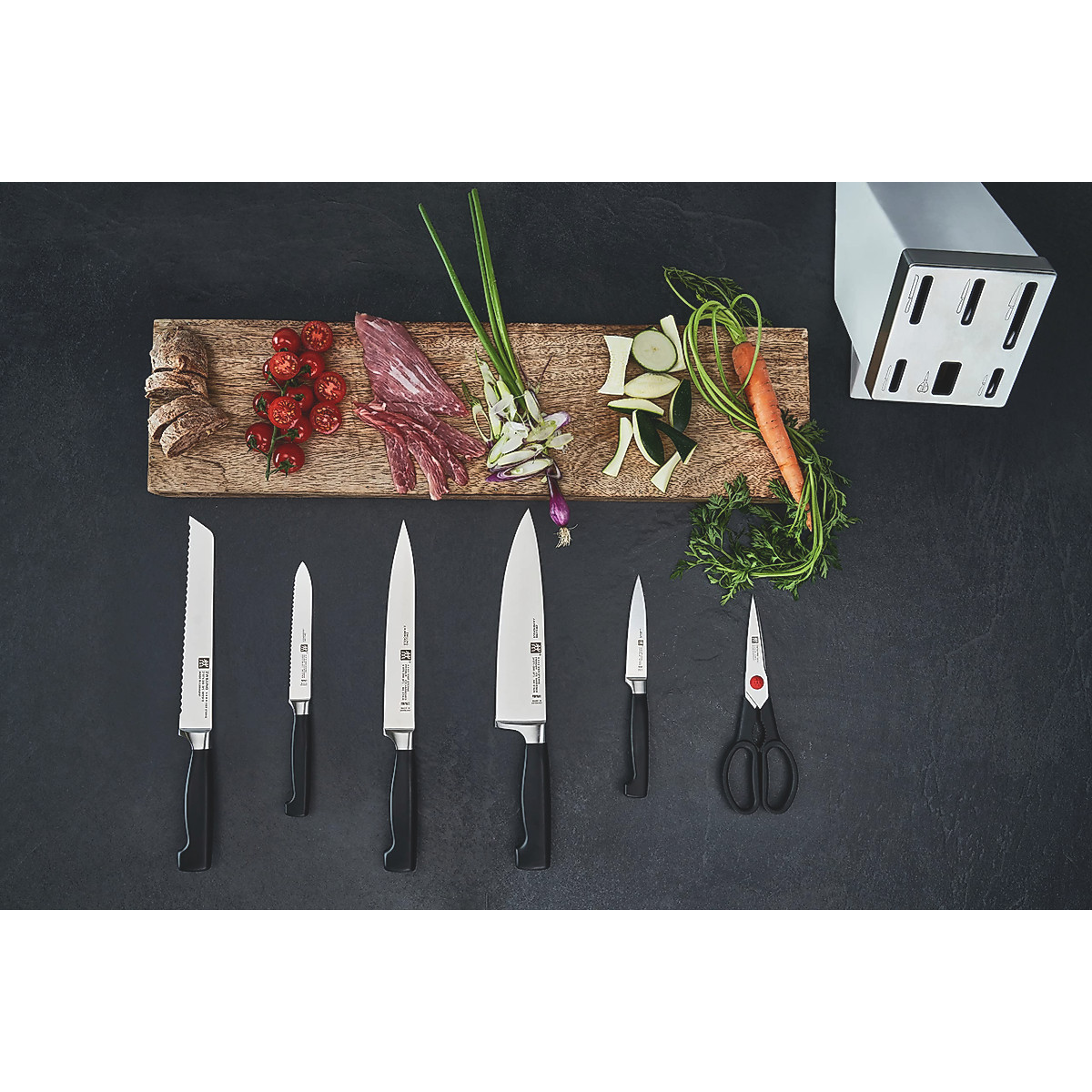 ZWILLING Self-Sharpening Knife Block, 7 Piece, Stainless Steel, White
