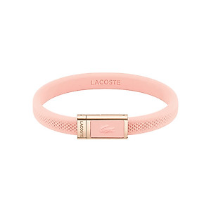 Lacoste 2040065 Jewelry L.12.12 Women's Ionic Plated Carnation Gold Steel and Pink Silicone Bracelet Color: Pink