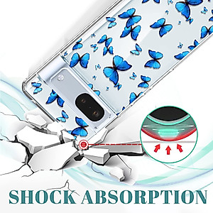 HONNKY for Pixel 7 Case, Clear with Cute Pattern Shockproof Heavy Duty Protection Cover Slim Anti-Slip Phone Case for Google Pixel 7 6.3 inch(Butterfly)