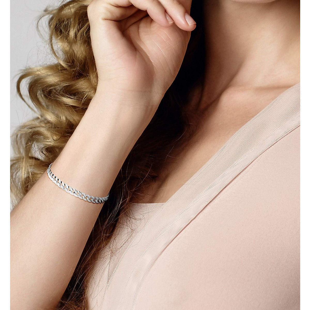 Miabella 925 Sterling Silver Italian 5mm Solid Diamond-Cut Cuban Link Curb Chain Bracelet for Men Women, Made in Italy (8.00 Inch)