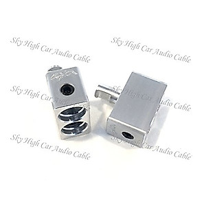 Sky High Car Audio Dual 2/0 Gauge to 1/0 Gauge Amp Input Reducers - Pair