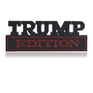 GeeGeeTop Universal Trump Edition Emblem Sticker Replacement Car Truck SUV Compatible with Ford F150 Jeep Dodger Chevrolet Badge Tailgate Badge Front Grille Hood Trunk (Black+Red)