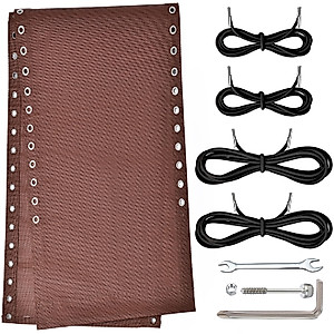 SANXIA Zero Gravity Chair Replacement Fabric with 4 Bungee Cord Kit, Repair Cloth with Replacement Lace Cord, Fix Tools for Anti Gravity Lounge Chairs Outdoor Recliners (Advanced Brown, 17" Wx63 H)