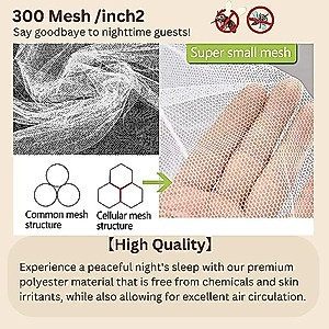 Zufio Mosquito Net for Bed, Extra-Long Bed Canopy for Girls 12.5M Coverage Mosquito Bed Net Essential Summer Netting Cover for Home Outdoor& Trip (A-White Dome)