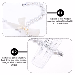 LUOZZY 2 Pcs Artificial Pearl Hangers Pearl Pants Hangers Plastic Bowknot Clothes Rack with Clip for Trousers Jeans Skirts