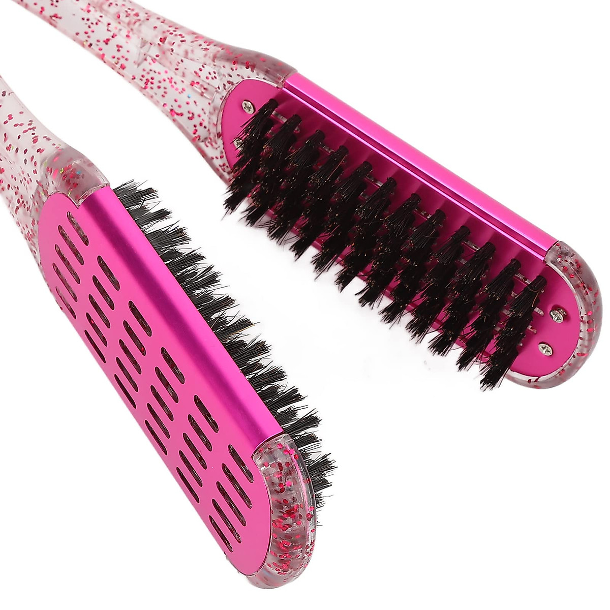 Double Sided Brush Hair Straightener, Hair Straightening Splint Comb Hair Straightener Comb Hair Straightener Clamp Brush Styling Tool for for Straightening Knotty Hair Unkempt