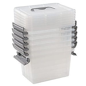 Yuright 3.5 L Latch Box Bin with Lid, 6 Packs, Plastic Storage Container