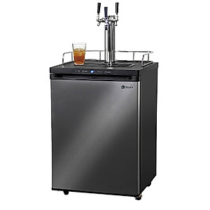 Kegco KOM30X-3 Keg Dispenser, 3-Faucet, Black Stainless Steel