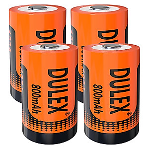 DULEX 4-Pack 3.7V 800mAH 123A Rechargeable Batteries and Charger Replacement 3V CR123A Batteries Compatible with Arlo VMS3130 VMC3030 3200 3330 3430 3530 Security Cameras, Alarm System, Flashlight