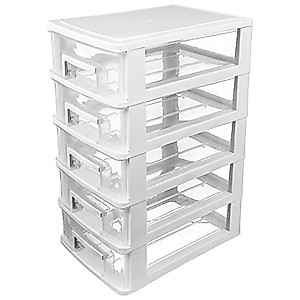 Drawer Storage Cabinet Clear 5 Layer: Drawer Plastic Drawer Type Closet Storage Box Storage Shelf Storage Rack for Office Bedroom Living Room White