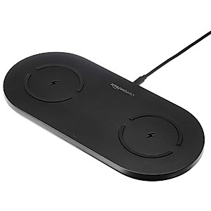 Amazon Basics Qi Certified Dual 10W Wireless Charging Pad - Includes AC Adapter, Black