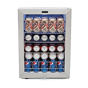 Whynter BR-091WS, 90 Can Capacity Stainless Steel Beverage Refrigerator with Lock, White