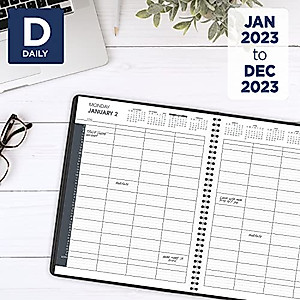 AT-A-GLANCE 2023 Daily Eight Person Appointment Book, Quarter-Hourly, 8-1/2" x 11", Large, Black, 2 Volume Set (7021271)