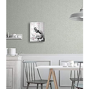 familypers Bathroom Canvas Wall Art Funny Pictures Elephant In Bathtub With Pink Bubbles Wall Decor Grey Background Print For Home Decorations Bathroom Wall Decor Ready To Hang 12x16 Inch