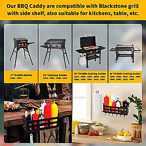 Upgraded Griddle Caddy for 28"/36" Blackstone Griddle/Prep Cart, Extra-Capacity Grill Caddy, Space Saving BBQ Accessories Storage Box with Paper Towel Holder Tool No Drill Outdoor Grill Organizer