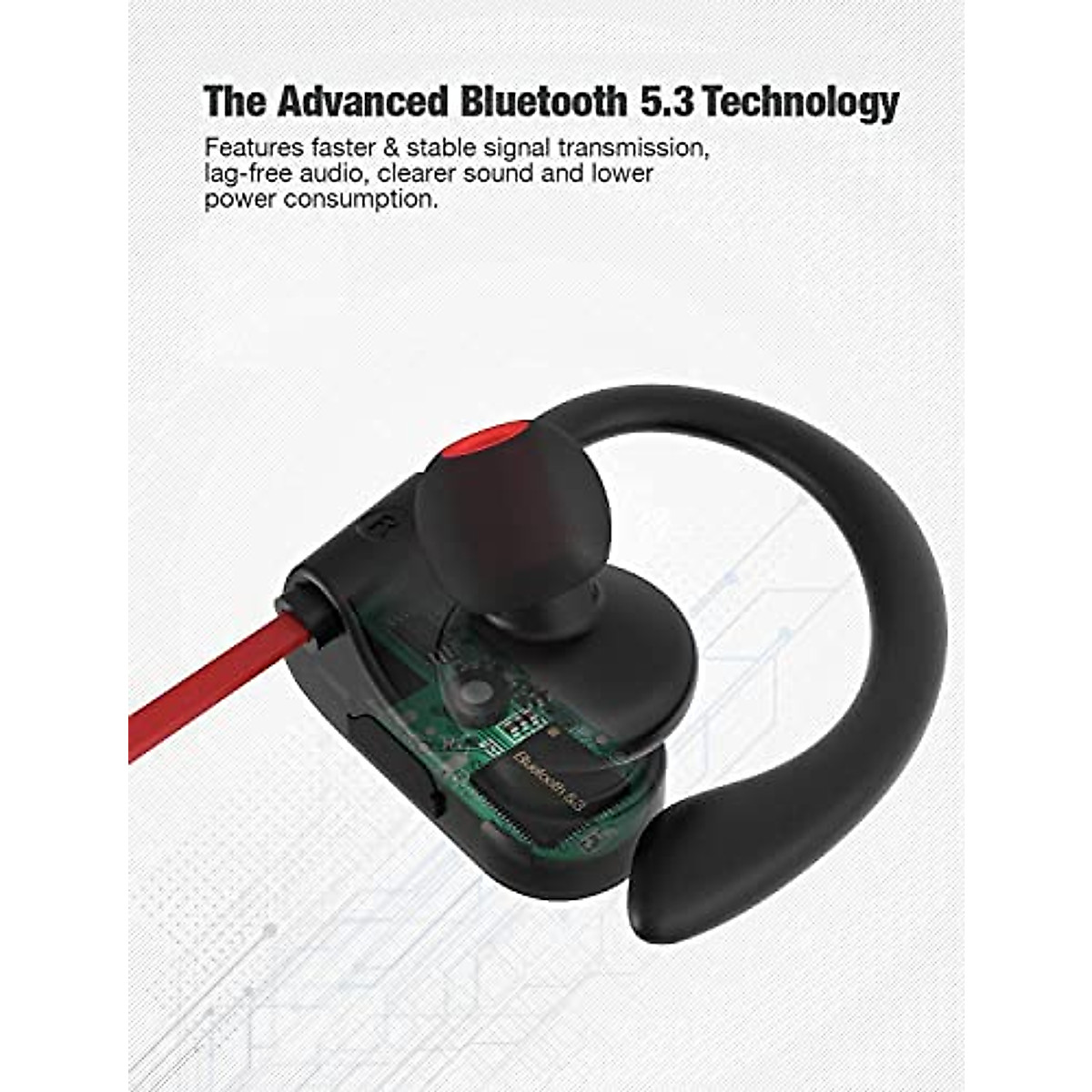 Otium Bluetooth Headphones,Wireless Earbuds IPX7 Waterproof Sports Earphones with Mic HD Stereo Sweatproof in-Ear Earbuds Gym Running Workout 10 Hour Battery Noise Cancelling Headsets