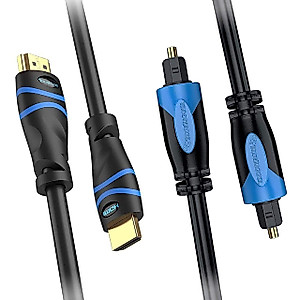 BlueRigger 25FT 4K HDMI Cable with 25FT Toslink Cable - Digital Optical Audio Cable (4K 30Hz, in-Wall CL3 Rated)