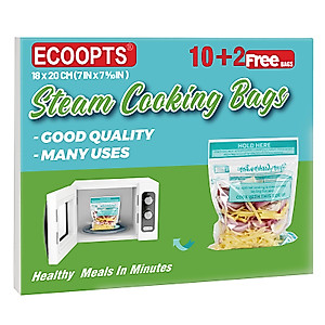 12×Steam Cooking Bags Microwave Steamer Bags for Vegetables,Potatoes and Meat (1PACK)