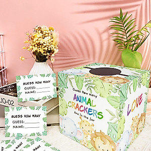 Guess How Many Animal Crackers are in the Jar with Box, 50 Guess how Many Game Cards for Baby Shower, Special Shower Game Ideas, Baby Shower Decorations for Boy and Girl