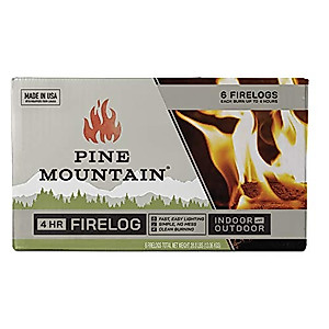 Pine Mountain Traditional 4-Hour Firelog, 6 Logs Long Burning Firelog for Campfire, Fireplace, Fire Pit, Indoor and Outdoor Use