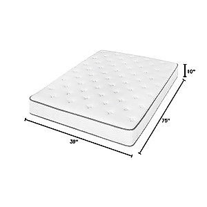 Olee Sleep 10 Inch Gel Infused Foam Top Innerspring Mattress, Twin, White
