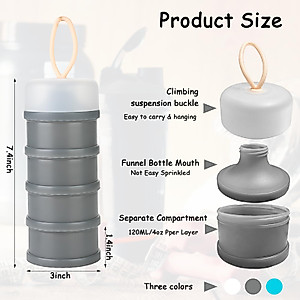 Ysglory 3 Packs Protein Powder Storage Container 4 Stackable Formula Dispenser Portable Protein Powder Travel Container Milk Powder Container to Go for Workout, Fitness, Travel (Pink,White,Blue)