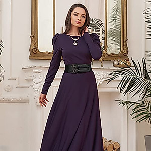 AWAYTR Double Buckle Women's Elastic Belt - Ladies Stretchy Wide Belts for Dresses, Leather Waist Belts for Women Jeans（Black 37-49"）