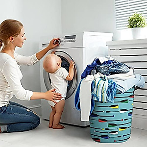 Rowing Rowing in Water Large Laundry Basket Hamper Bag Washing with Handles for College Dorm Portable