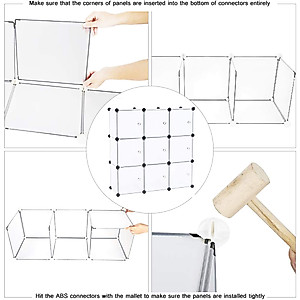 C&AHOME Cube Storage with Doors, 9 Cubes Storage Organizer, Plastic Closet Cabinet, Modular Book Shelf Units, Storage Shelves, Ideal for Office, Home, 36.6”L x 12.4”W x 36.6”H Translucent White