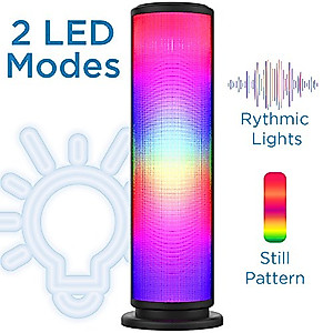 Aduro LED Wireless Speaker with Pulsating Lights, Wireless Color Changing Portable Outdoor Party Tower Speaker Universal, Black