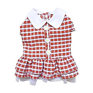 Dog Clothes for Large Dogs Girl Dress Fashion Cute Pet Print Skirt Breathable Summer Comfortable Puppy Girl Dog Shirts for Small Dogs (Small, Red)