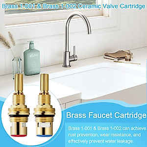 Brass 1-001 & Brass 1-002 Ceramic Valve Cartridge, Compatible with Cold widespread Cartridge and Hot widespread Cartridge, Brass Construction, include Brass 1-001 & Brass 1-002