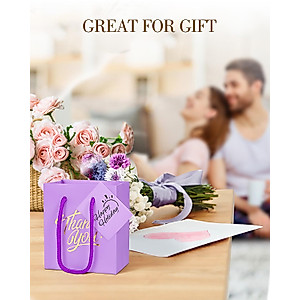 EQOREIIN 50 Pcs Purple Small Gift Bags with Handles 4 x 2.75 x 4.5 Inches Mini Thank You Gift Bags Party Favor Bags Kraft Paper Bags Bulk for Mother's Day Baby Shower Birthday(Purple)