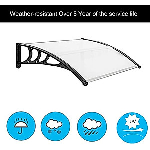 Choies 40" x 40" Window Awning Polycarbonate Door Canopy Cover Outdoor Patio Front Door Garden Awning Canopy UV Rain Snow Sunlight Protection One Piece Hollow Sheet (White)