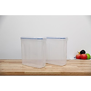 Basicwise Large BPA-Free Plastic Food Cereal Containers, Airtight Spout Lid Set of 2