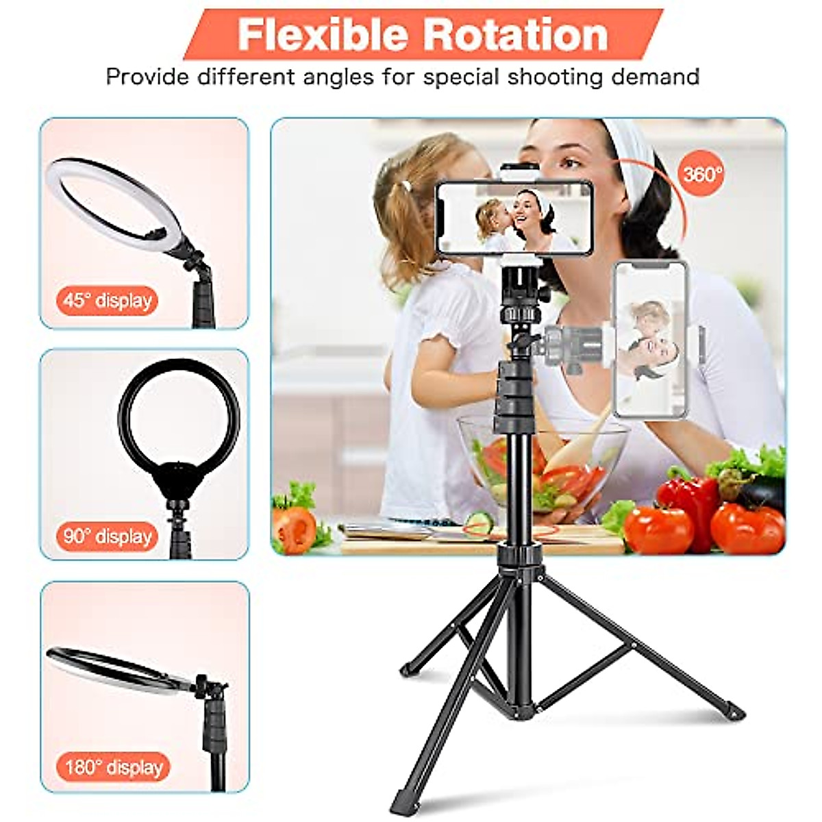 Aureday 12” LED Ring Light with Stand and Phone Holder, Video Light 3000K-6000K Dimmable Selfie Ringlight for YouTube Video/Live Stream/Makeup